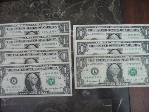Fancy Serial Number Flippers - lot of (7) Seven One Dollar Bills | eBay