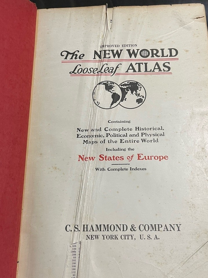Sears & Roebuck Co. The New World Loose leaf Atlas New States Of Europe ...
