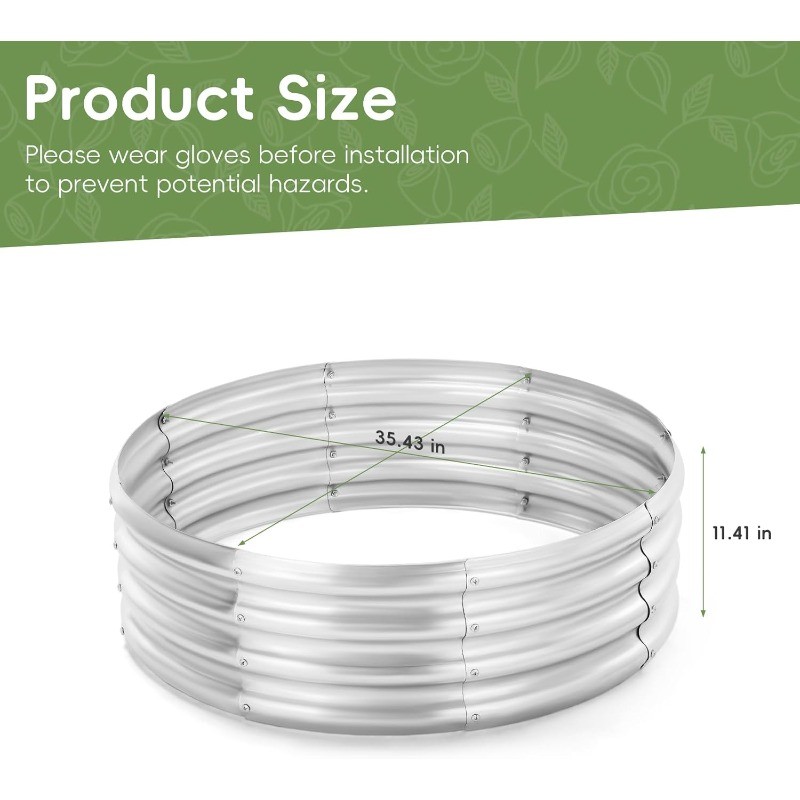 36 Inch Round Galvanized Fire Pit Ring, Outdoor Pit for Backyard ...