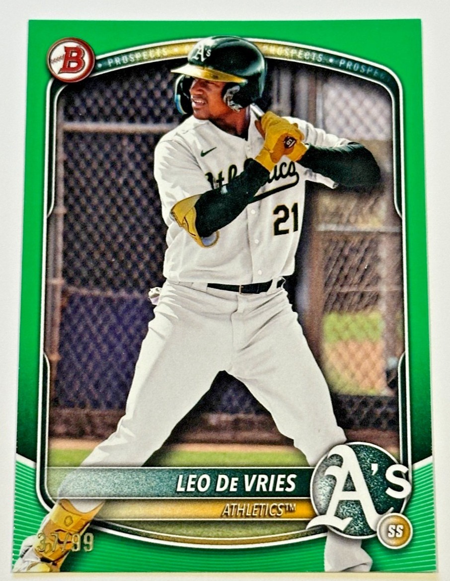 2025 Bowman Draft - Leo De Vries #BD-87 Green /99 (RC) for sale online ...