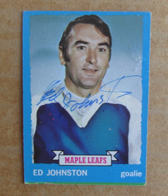 1973-74 TOPPS ED JOHNSTON #23 SIGNED AUTOGRAPHED CARD TORONTO MAPLE ...