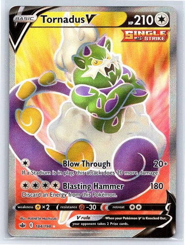 2021 Pokemon TCG Chilling Reign Tornadus V Full Art Ultra Rare 184/198 ...