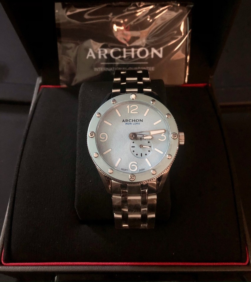 ARCHON Watch IronLung 42mm Powder Blue Mens Automatic Diver Watch ...