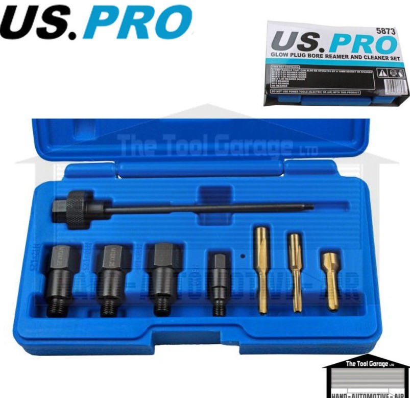 US Pro Tools 9 Piece Glow Plug Bore Reamer and Cleaner Set 5873 for ...