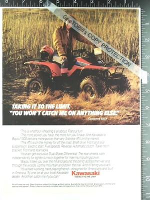 1985 ADVERTISEMENT Kawasaki ATV Bayou 300 Catherine Bach Daisey Dukes ...
