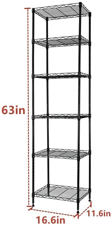 6 Shelf Wire Rack Adjustable Heavy Duty Storage Shelving Unit Steel ...