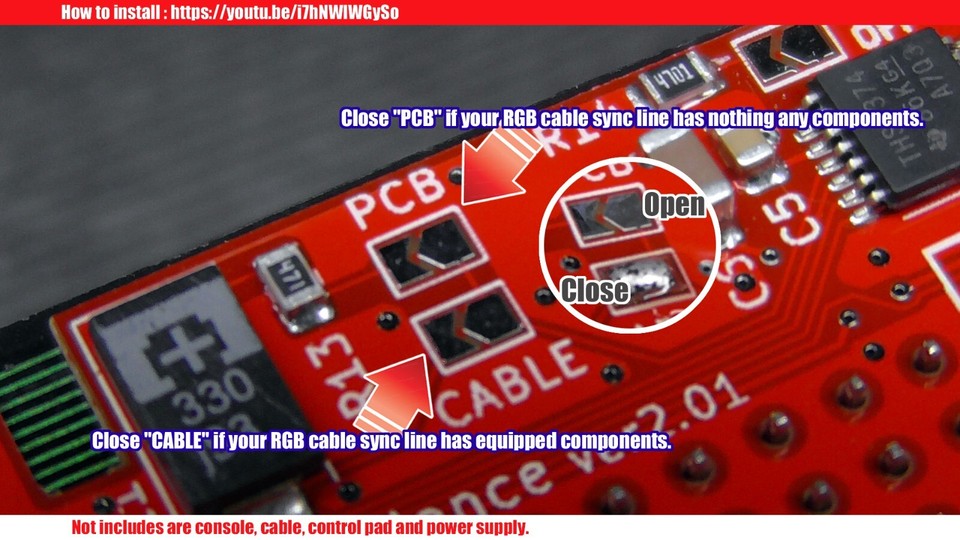 Assembly kit PC Engine PI-TG001 Csync RGB Region Free Sega Genesis 2 ...