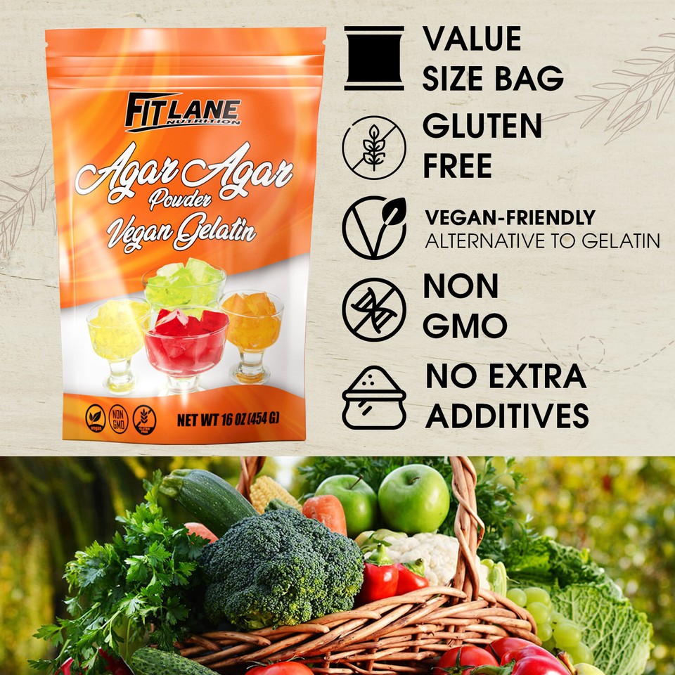 Agar Agar Powder. Vegan (Vegetarian) Gelatin. Non GMO, Gluten Free 16 ...