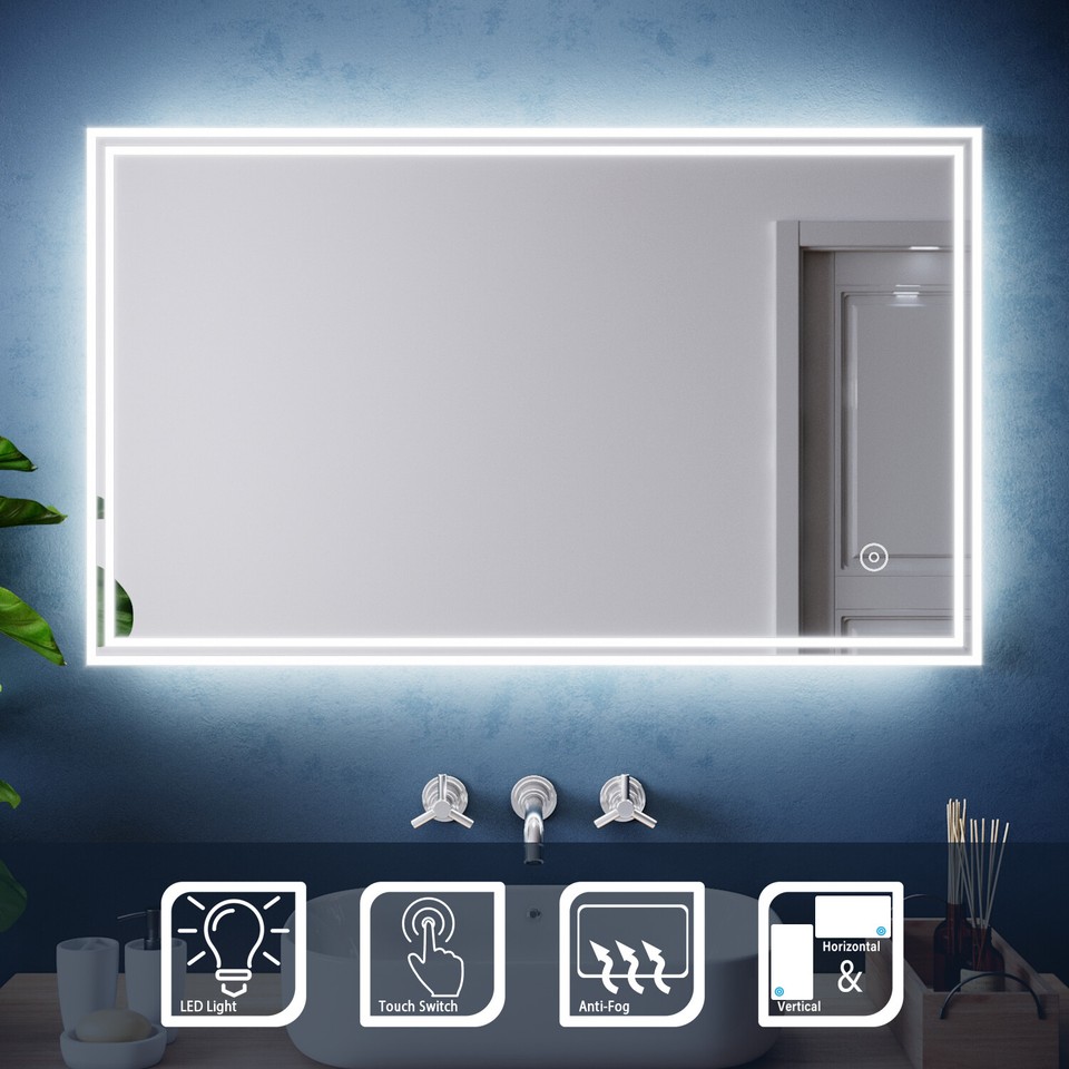 Illuminated LED Bathroom Mirror Touch/Infrared Sensor/Button Switch ...