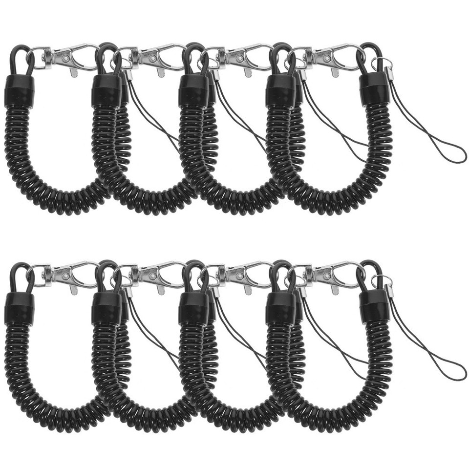 8 Pcs Retractable Spring Keychain Coil Keychains Spiral Anti-lost Cord ...