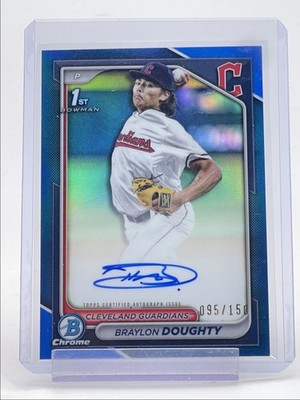 BRAYLON DOUGHTY 2024 BOWMAN CHROME DRAFT 1ST BLUE REFRACTOR AUTO /150 ...