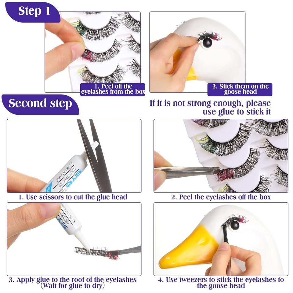 7 Pcs Porch Goose Outfit Eyelash for 23/17'' Plastic Lawn Goose Statue ...