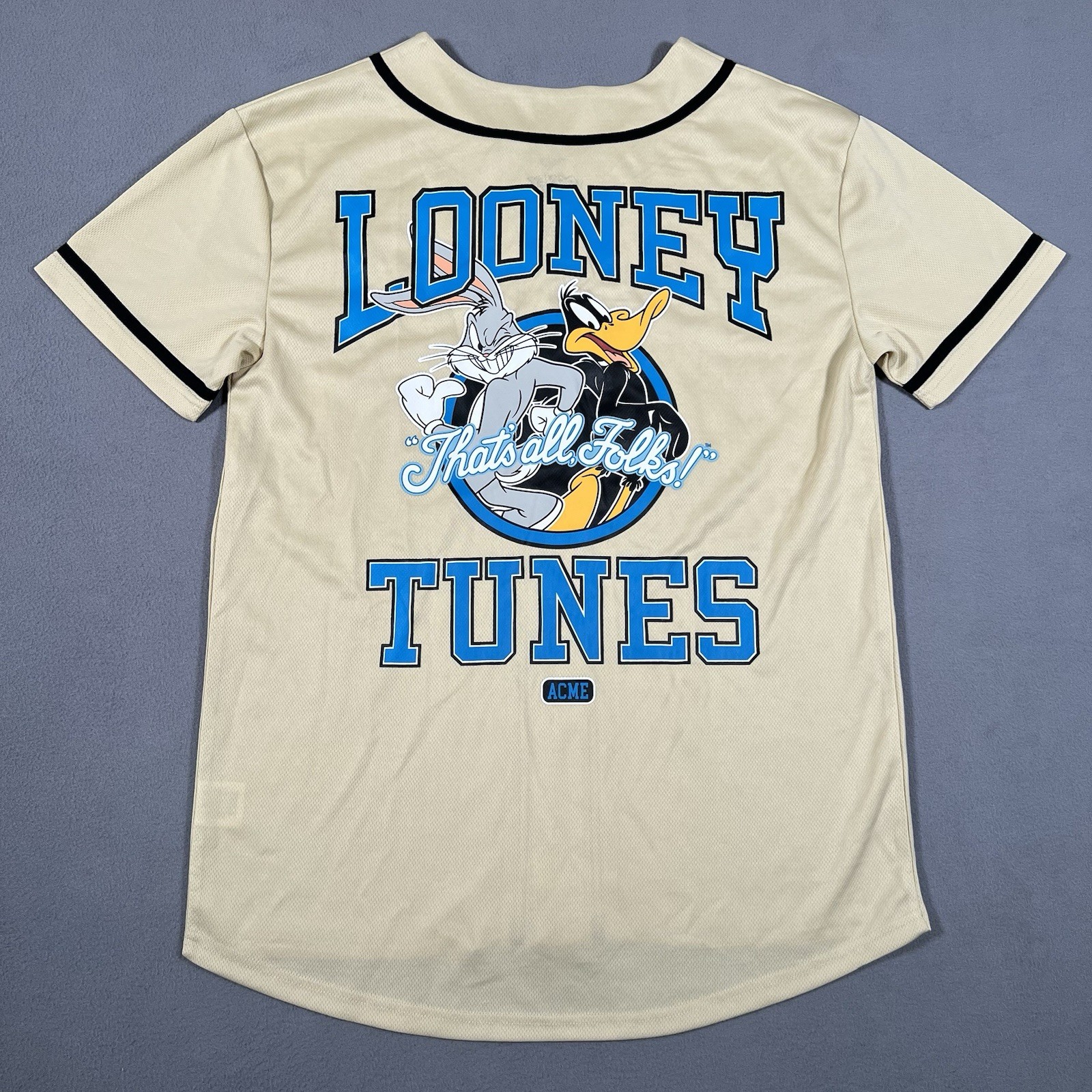 Looney Tunes Baseball Jersey Shirt Mens Small Beige B… - Gem
