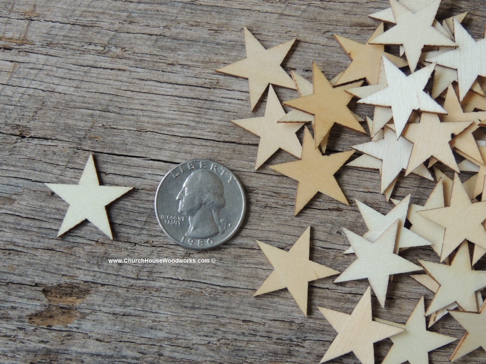 100 qty Small 1 inch Star Wood Embellishments Crafts Flag Wooden Decor ...