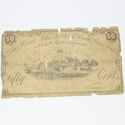 1862 SOUTH CAROLINA - 50c Fifty Cents Fractional Currency Note #45651F ...