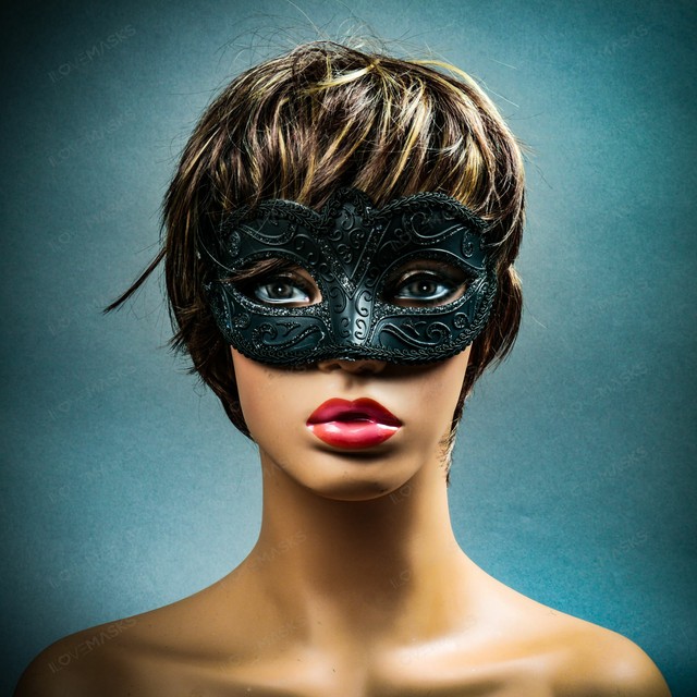 Black Masquerade Ball Eye Mask Venetian Costume Dance Prom Mardi Gras ...