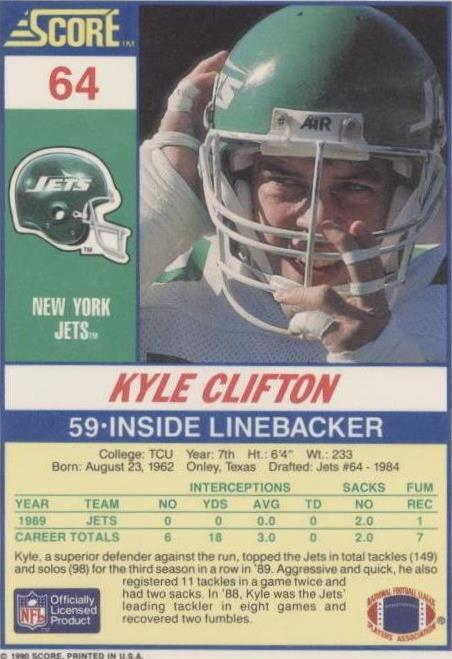 1990 Score Kyle Clifton #64 for sale | eBay