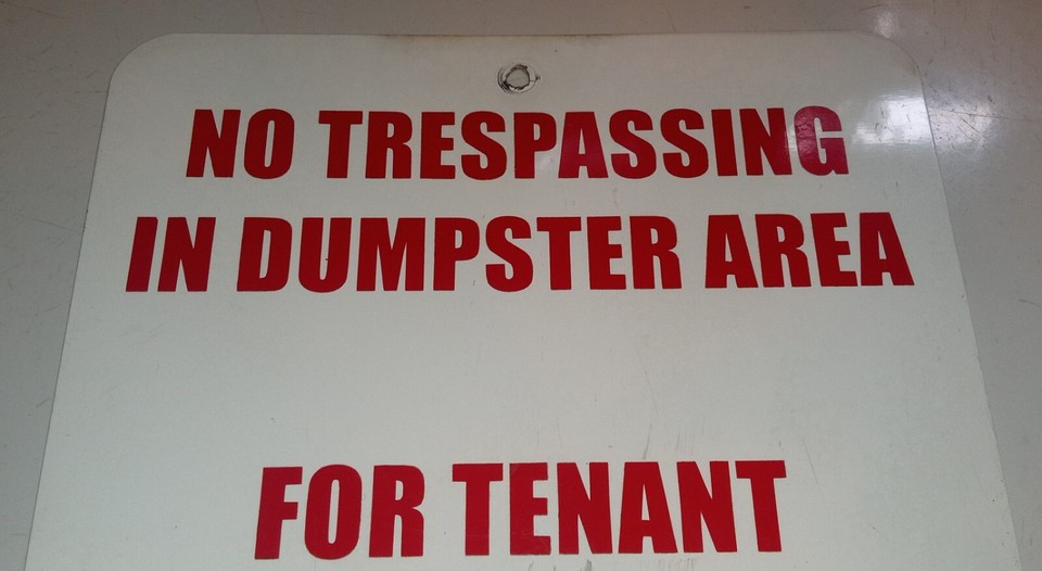 Authentic Metal No Dumpster Diving Sign No Trespassing Treasure Hunting ...
