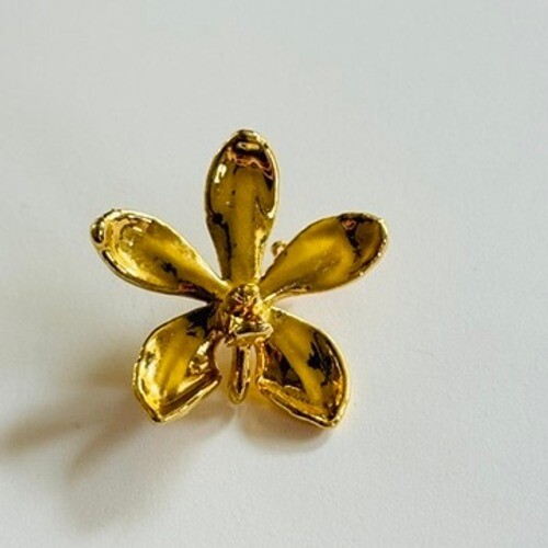 VTG Risis Singapore Orchid Pin Pendant Brooch Floral flower 22k Gold ...