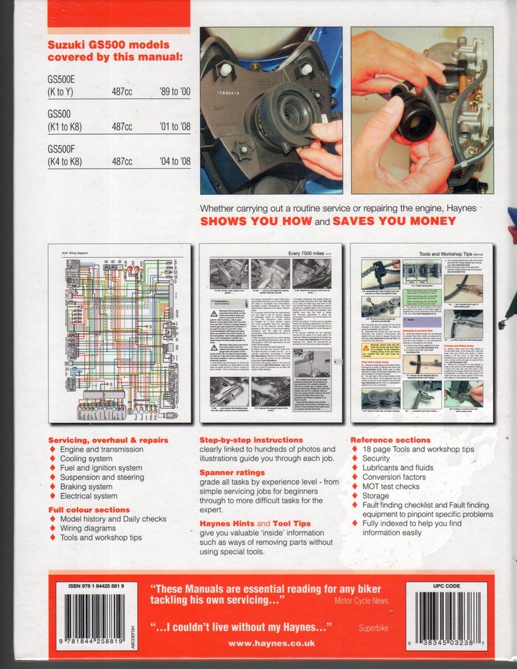 1989-2008 HAYNES SUZUKI GS500 TWIN SERVICE REPAIR MANUAL (3238) | eBay
