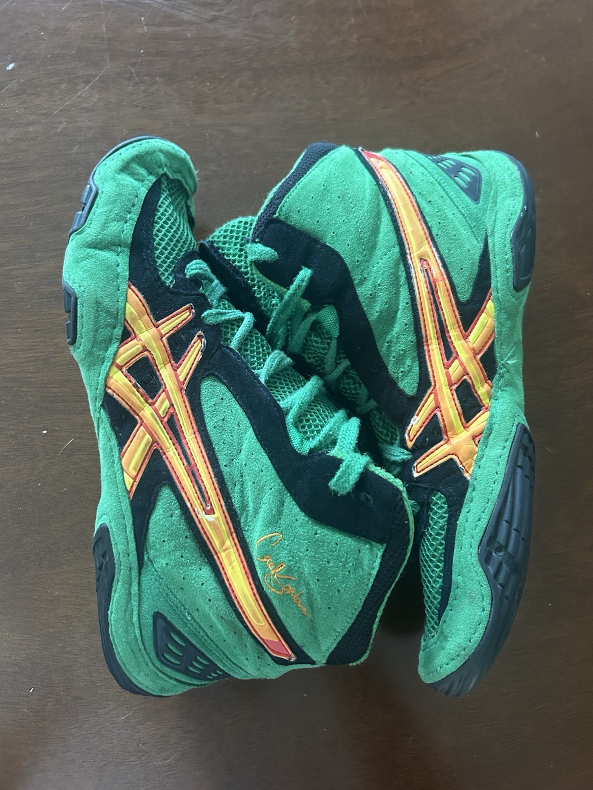 Asics Cael Sanderson V3 Green Wrestling Shoe (size 9)… - Gem