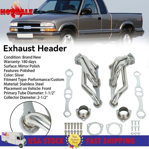 Manifold Headers Fit Chevy Blazer S10 S15 V8 Fit GMC Engine Small Block ...