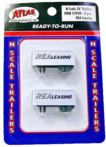 Atlas Model Railroad 2938 N Scale 24' Gray REA Leasing Trailers (2 per ...