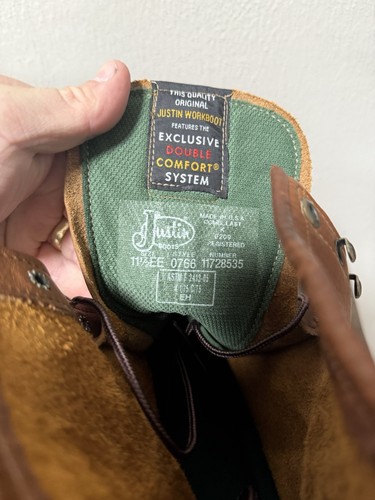 NEW Justin 766 8” Work Boots Copper Caprice Round Steel Toe USA MADE Sz ...