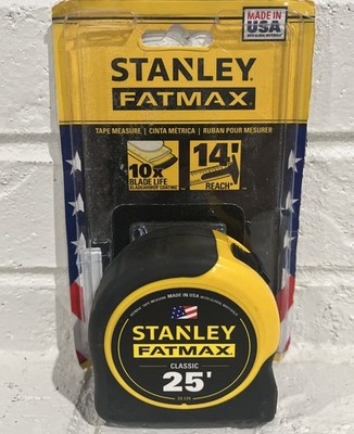 Stanley 25' (33-725) FATMAX Tape Measure, 10x Blade Life 14' Reach ...