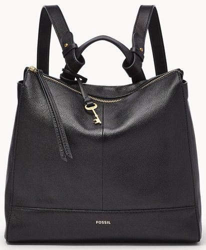 Fossil Elina Black Leather Convertible Backpack SHB2979001 Purse Bag ...