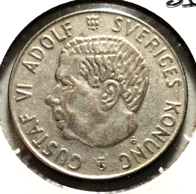 1960 Sweden 1 Krona 0re Coin - KM#826 - .400 Silver - (INV#9912) | eBay