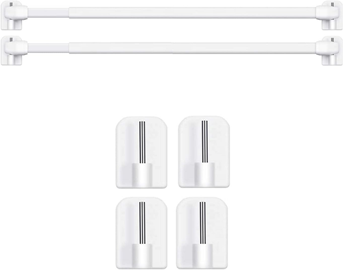 2 Pcs Net Curtain Rods Extendable Curtain Rod with 4 Pcs Plastic Sticky ...