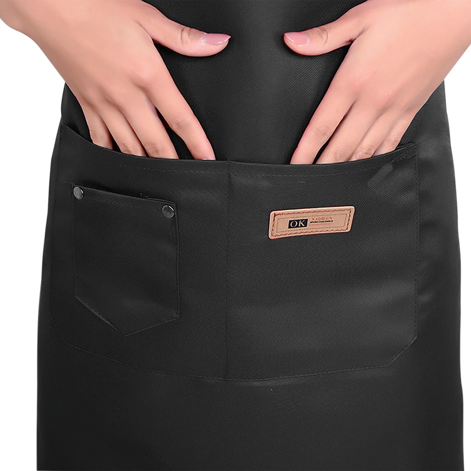 Women Men Waterproof Kitchen Bib Aprons Dress Chef BBQ Cooking Baking ...