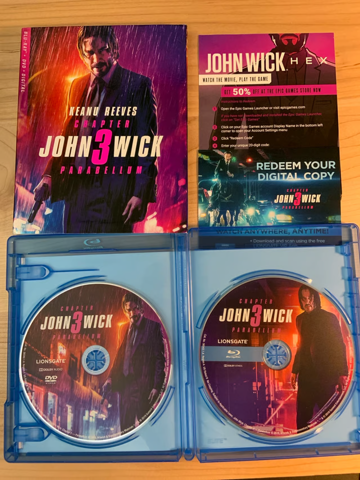 John Wick Trilogy Blu Ray Set 1 Chapter 2 3 Parabellum w Slipcovers & Digital | eBay