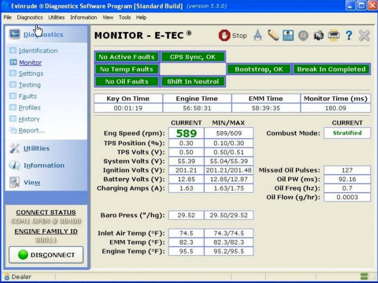 Diagnostic tool KIT with Chip SL CP2102 for Evinrude E-tec Ficht boat ...