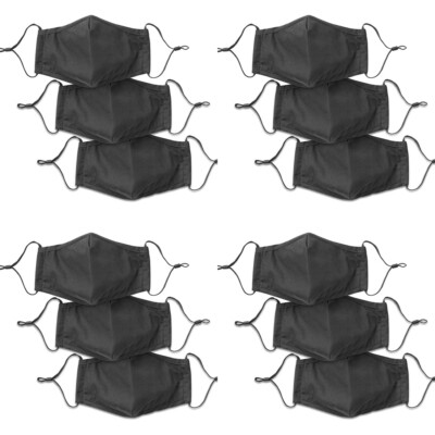 12-Pack Black Face Mask Reusable Washable Cover Masks Cloth Men Women ...