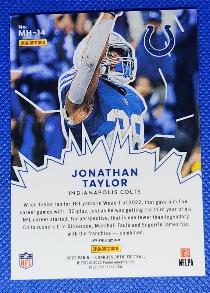 2022 Panini Donruss Optic Jonathan Taylor My House Silver Prizm Colts ...