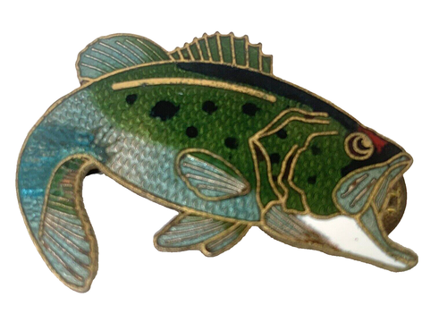 Lapel Pin Vintage Fish Bass Fisherman's Hat Pin Fishing Vest 1.5" x 1 ...