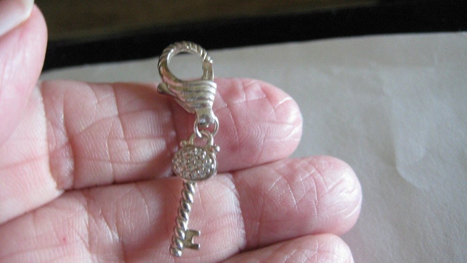 NICE JUDITH RIPKA STERLING SILVER ENHANCER/PENDANT, BALE OPENS, KEY, CZ ...