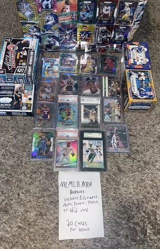 NFL NBA MLB mystery Pack GUARANTEED HIT. PSA GRADED RPA AUTO PATCH ...