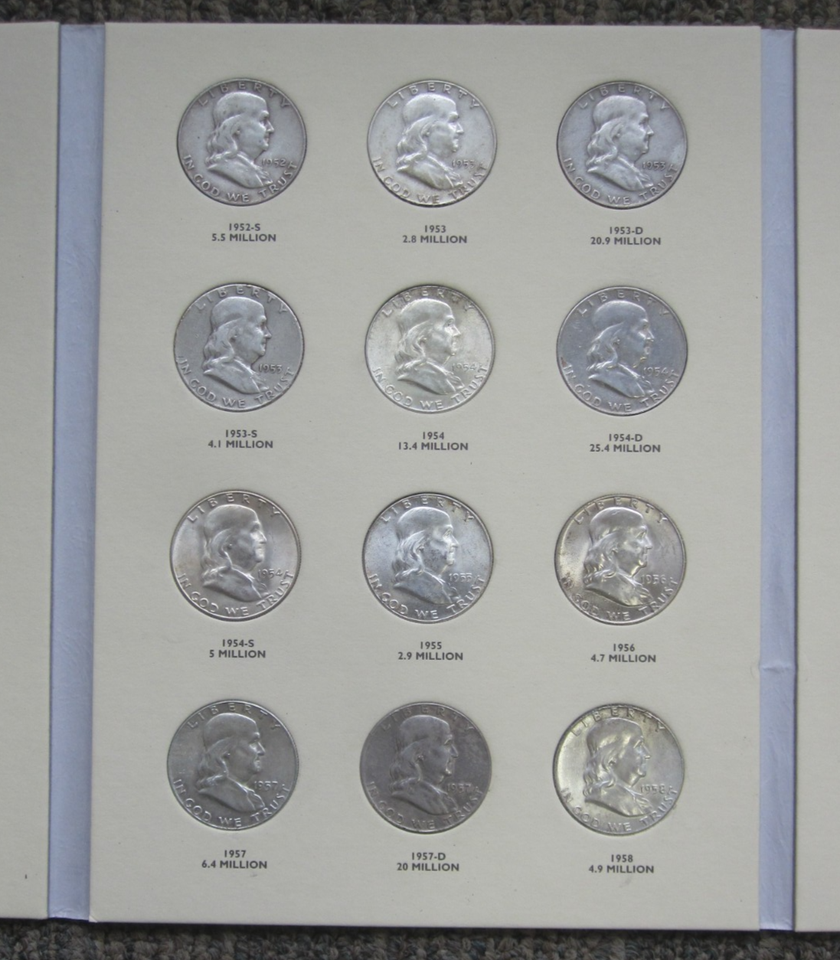 1948-1963 Franklin Silver Half Dollars Complete 36-Coin Set in Littleton Folder | eBay