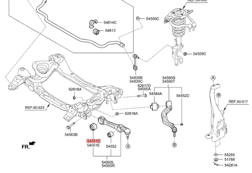 GENUINE BRAND FRONT LOWER ARM BUSH SET 4EA HYUNDAI GENESIS 3.8L 2WD ...