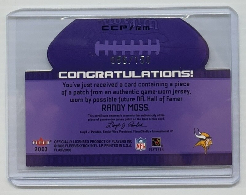 2003 Flair Randy Moss Canton Calling Jersey Patch #056/150 Minnesota ...