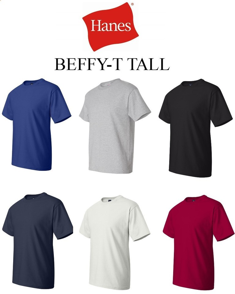 Hanes Beefy-T TALL T-Shirt 100% Cotton 518T Mens LT XLT 2XLT 3XLT 4XLT ...