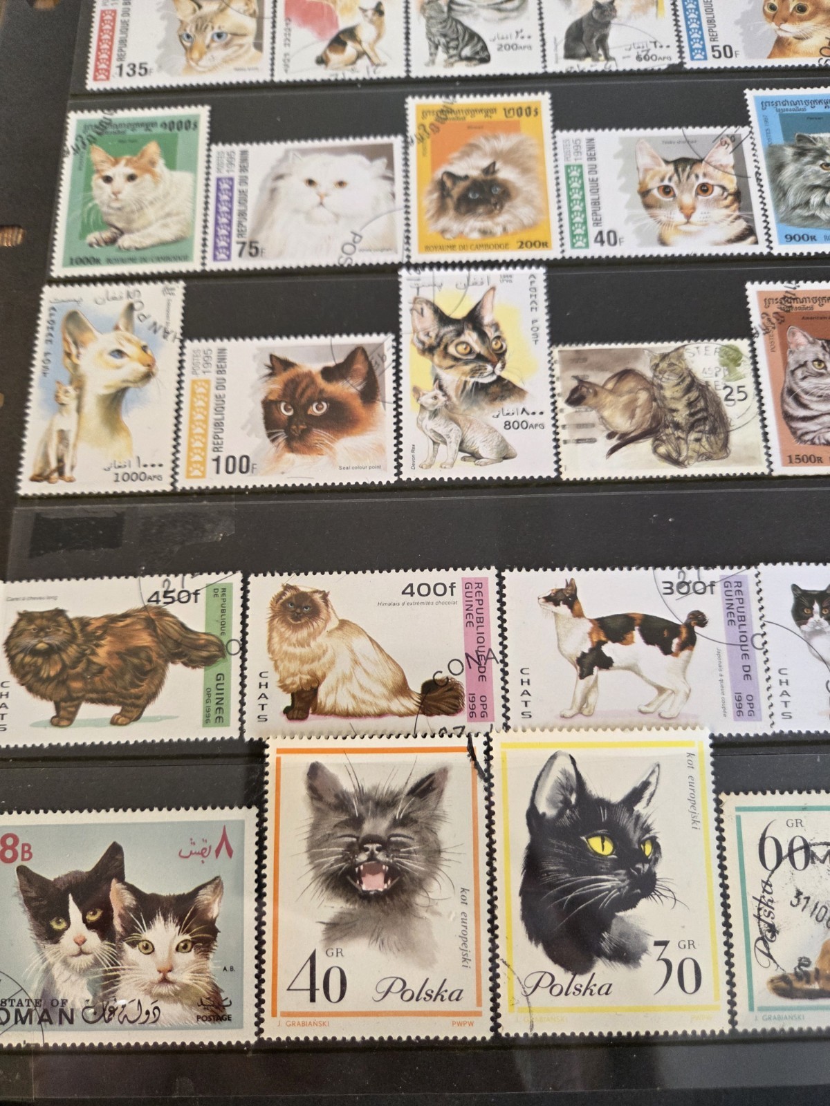 3 Sheets of 69 Assorted Cat and Kitten stamps from various countries | eBay