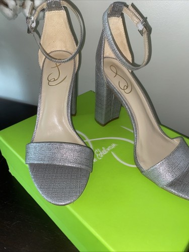 Sam Edelman Daniella Heels Women's Size 9 M Silver Leather Sandal | eBay