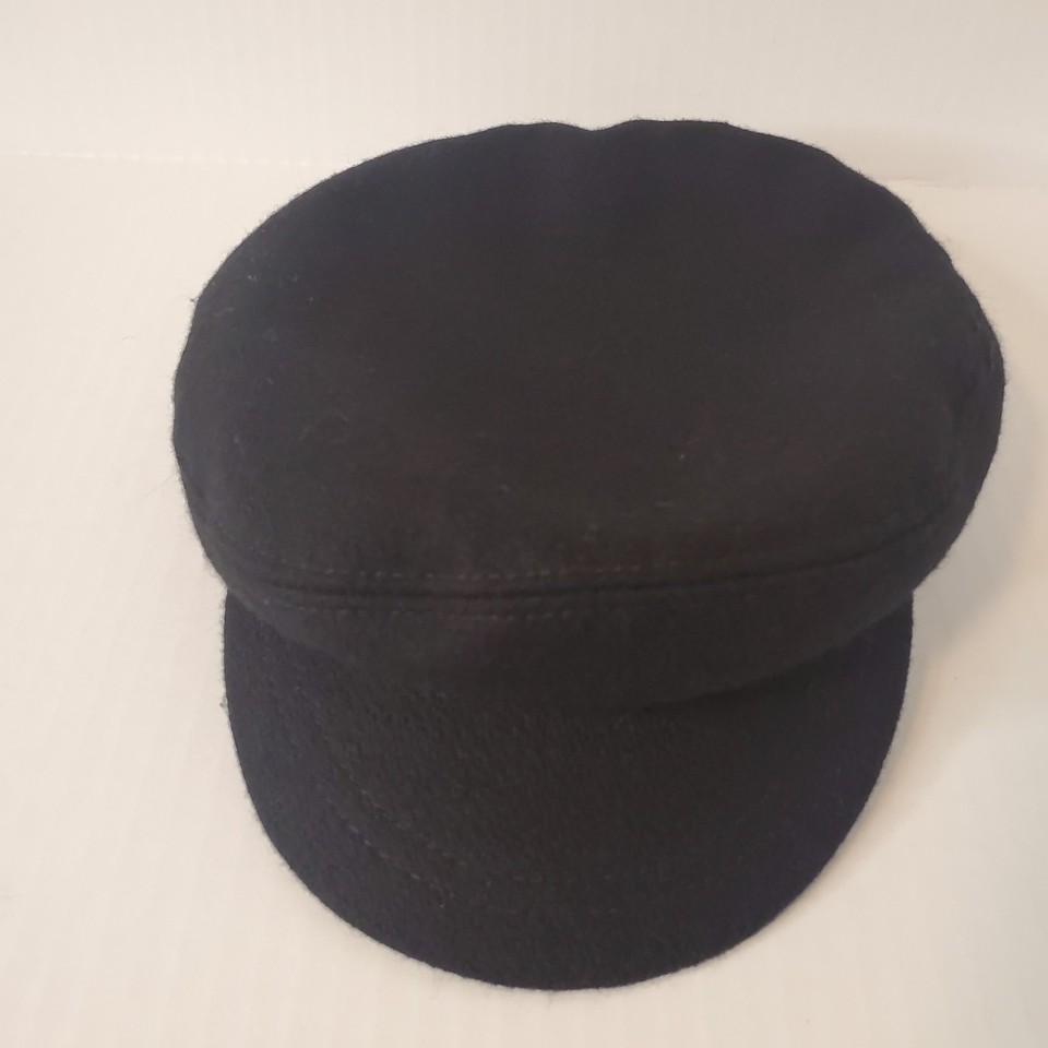 Fiddler Dutch Boy Cap Black Wool Nylon Size 6 7/8 Fitted Made In Greece ...