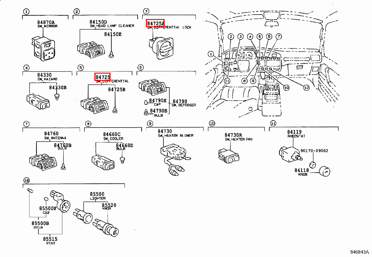 Genuine Toyota LandCruiser HDJ80 HDJ79 HDJ78 GRJ79 Front Rear Diff Lock ...