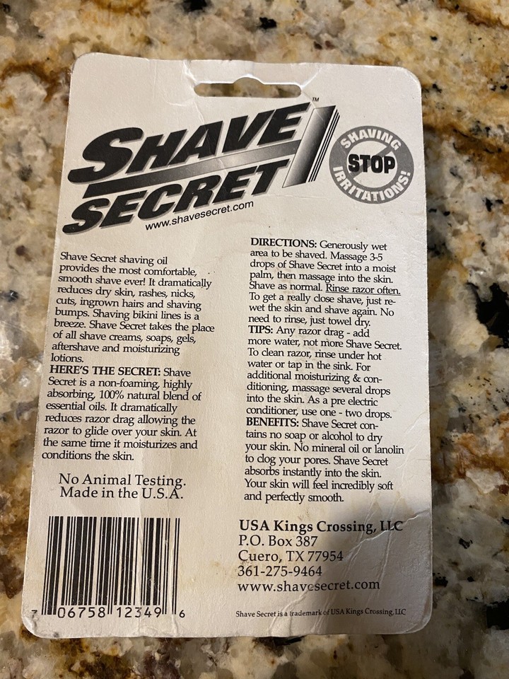 New Shave Secret Shaving Oil Made In USA The Best Shave Ever 18.75 ML ...