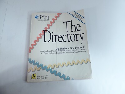 1992 September Gig Harbor Key Peninsula WA Phone Book White/Yellow ...